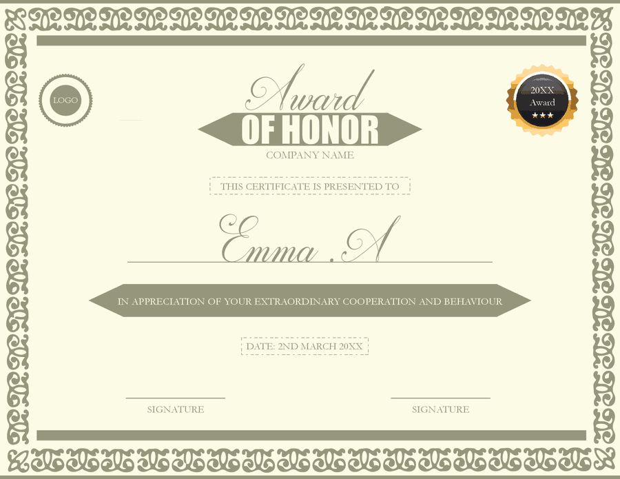 Distinguished Service Award Template (Portrait) - WordLayouts