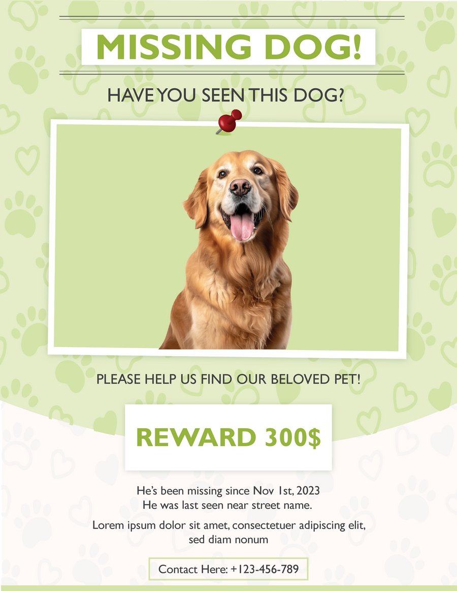 Eye-Catching Missing Dog Flyer Template - WordLayouts Eye-Catching Missing Dog Flyer Template - WordLayouts
