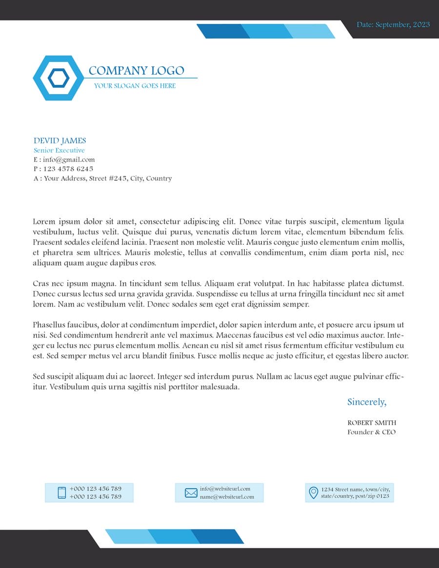 Free Corporate Blue Balance Letterhead Template