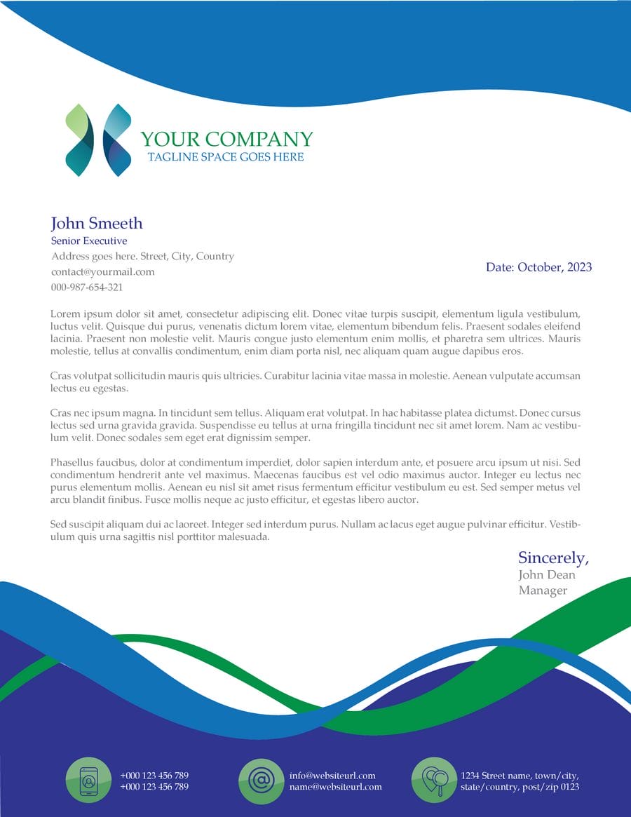 Progressive Flow Letterhead Template - WordLayouts