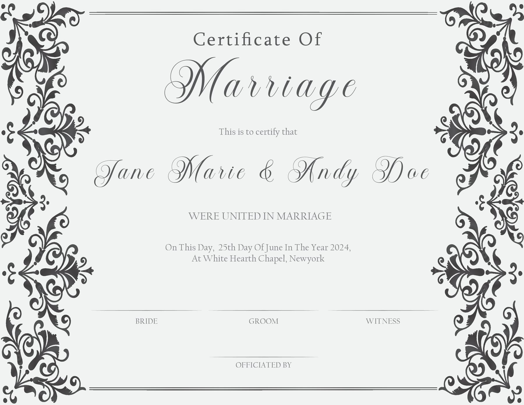 Free Printable Marriage Certificates