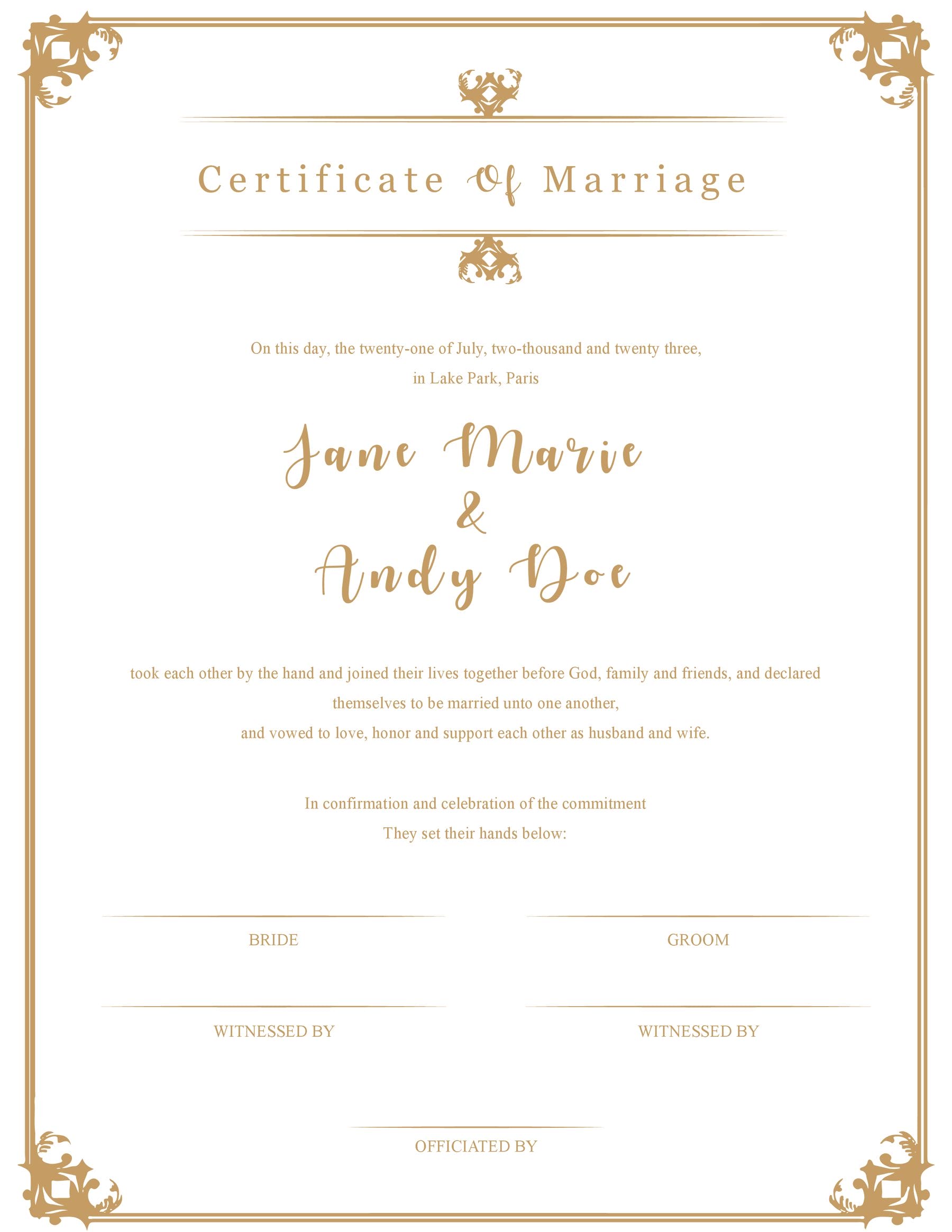Eternal Vows - Parisian Elegance Marriage Certificate