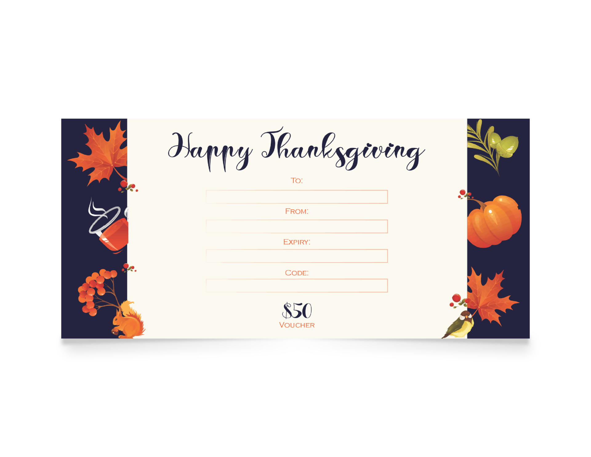 Elegant Thanksgiving Gift Voucher - WordLayouts