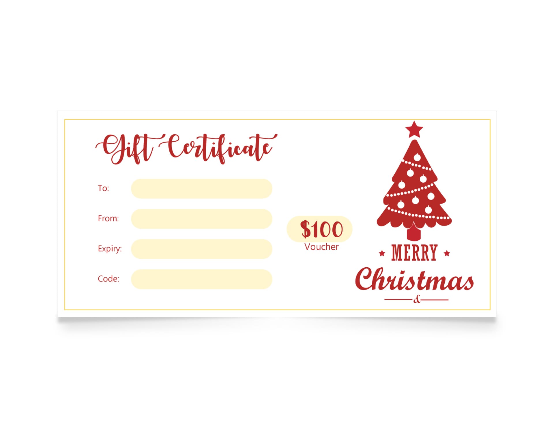 Christmas Tree Gift Certificate - WordLayouts