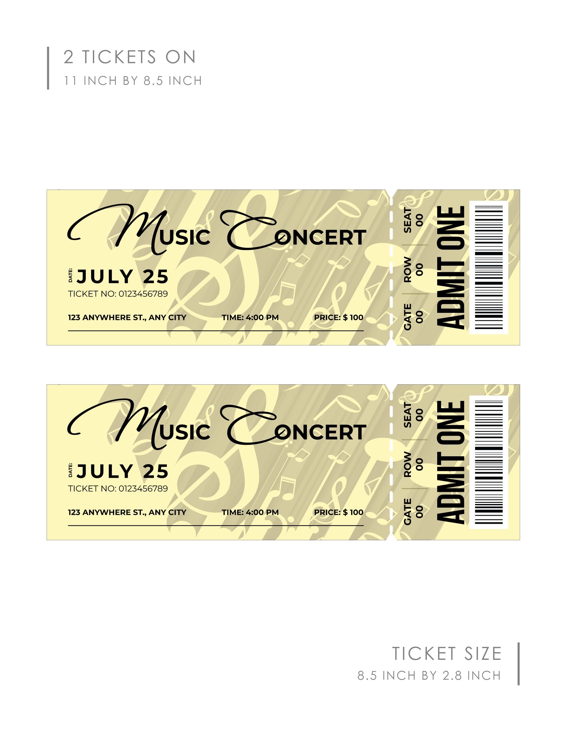 Golden Melody Music Concert Ticket - WordLayouts
