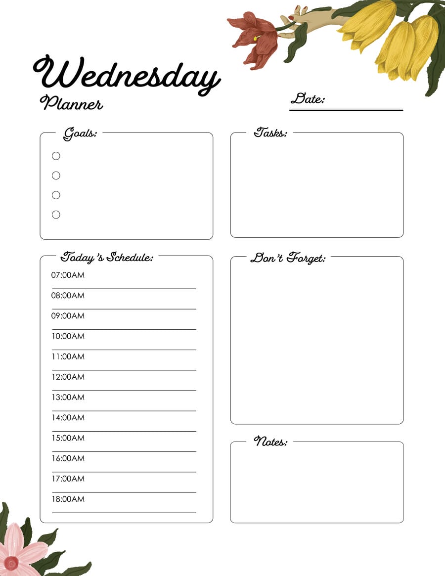 Botanical Serenity Daily Planner - WordLayouts