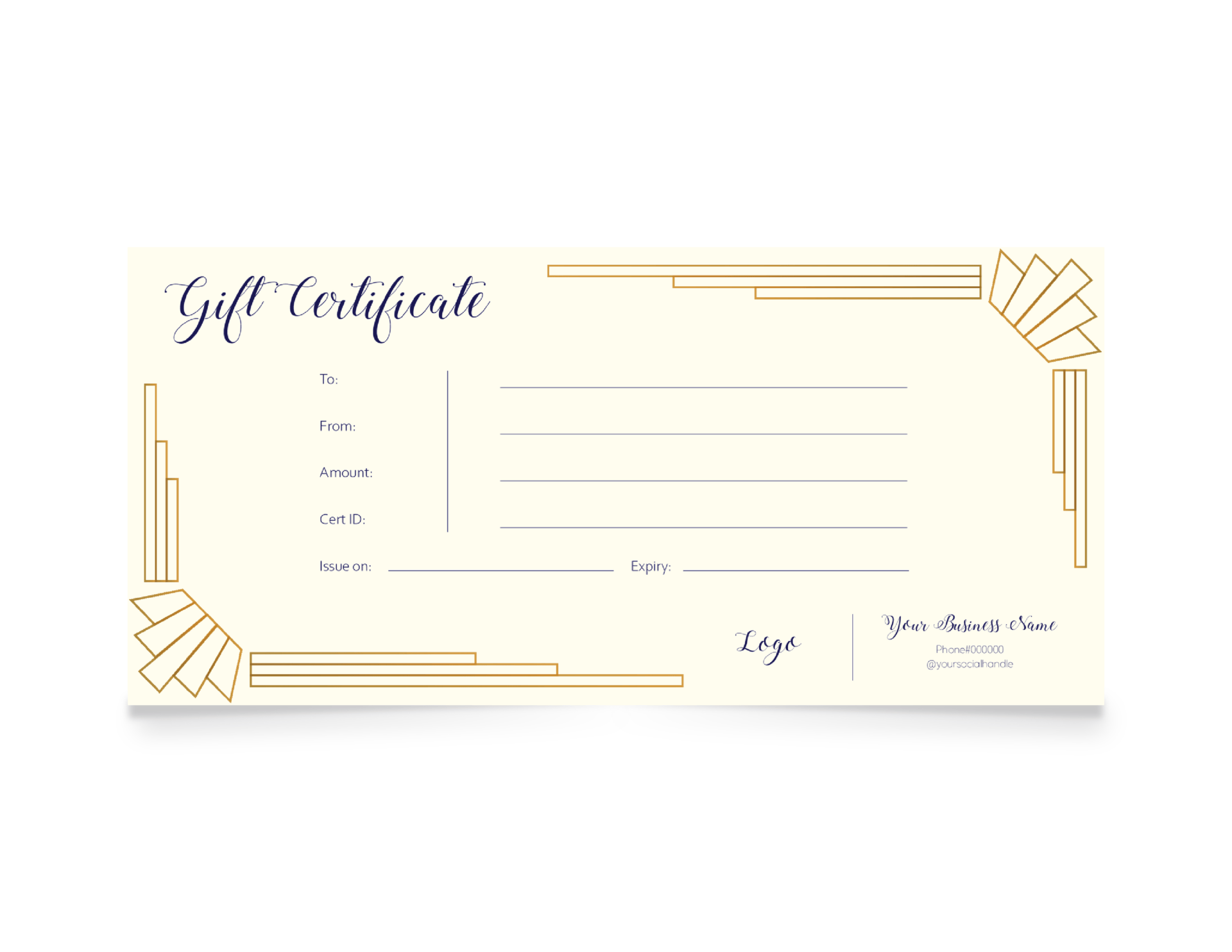 Geometric Gold Gift Certificate - WordLayouts