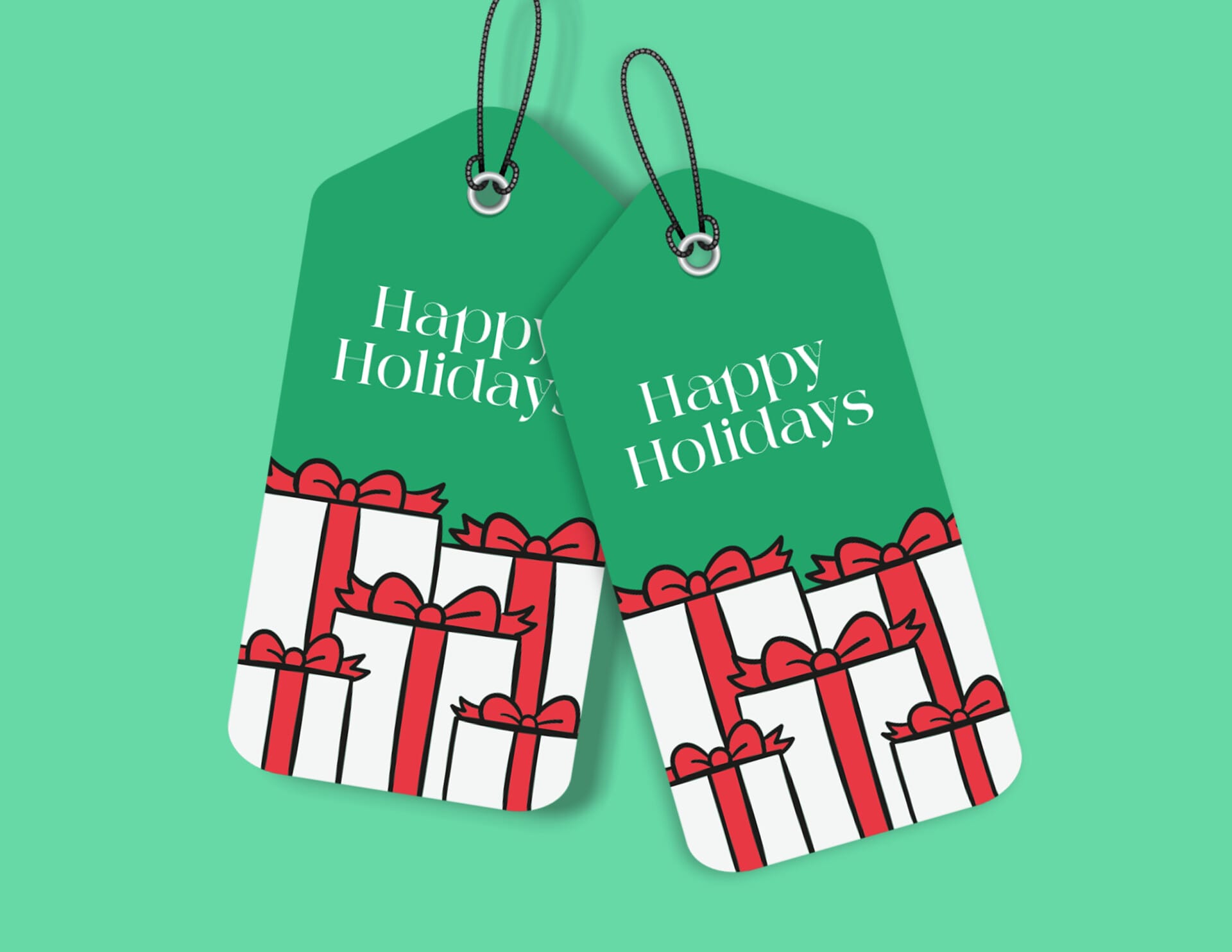 Christmas Presents 'Happy Holidays' Gift Tags - WordLayouts