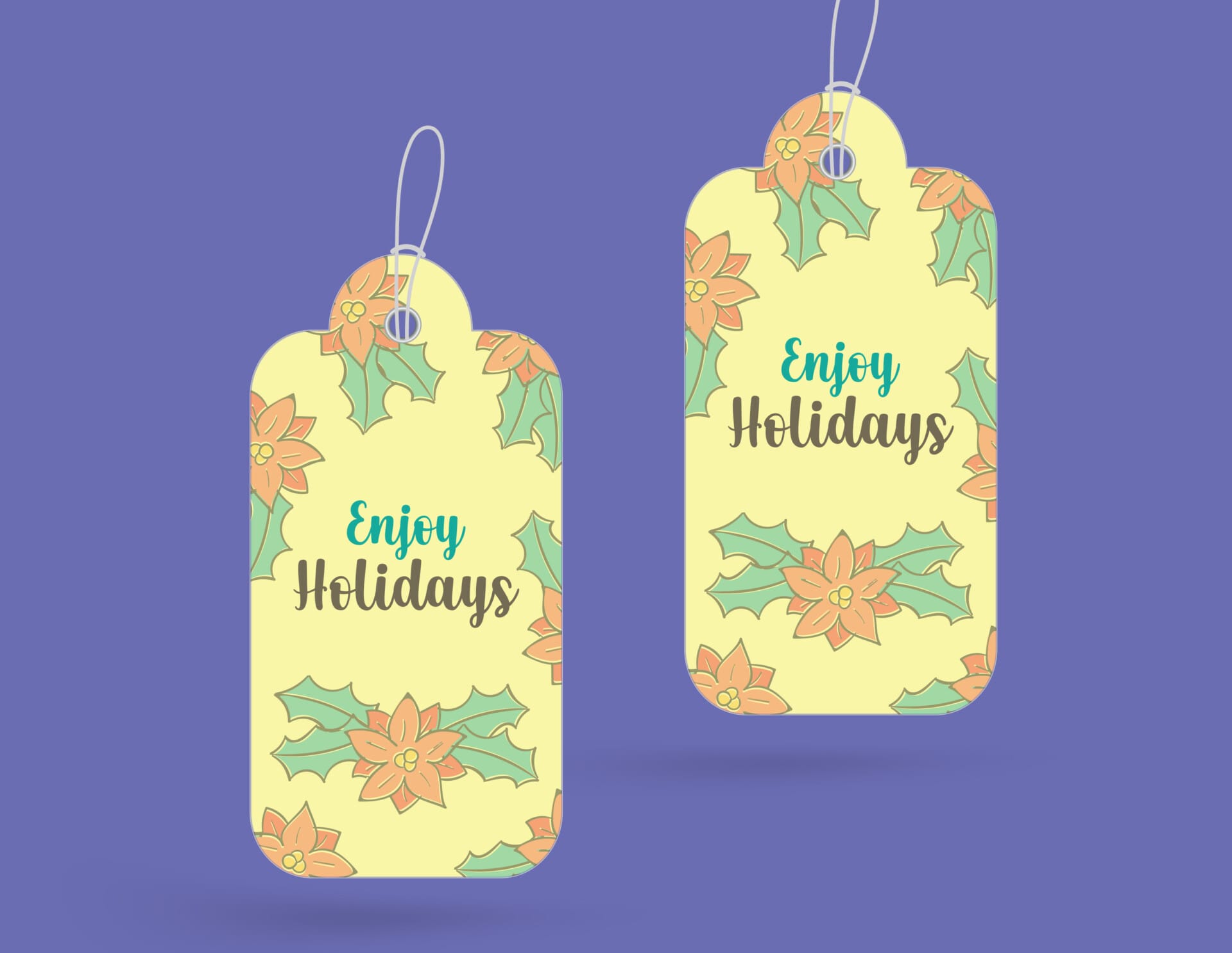 Poinsettia 'Enjoy Holidays' Gift Tags - WordLayouts