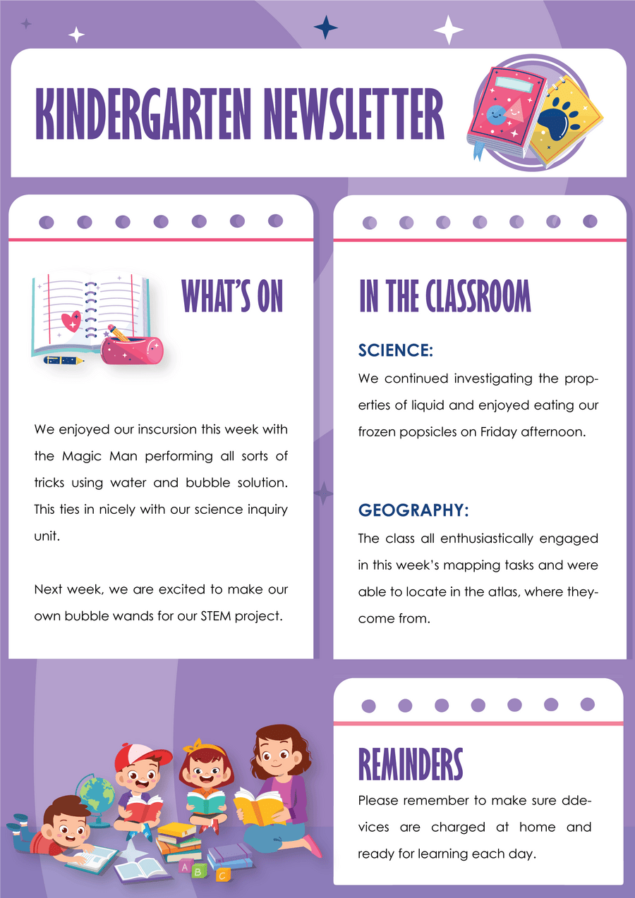 Creative Classroom Kindergarten Newsletter - WordLayouts