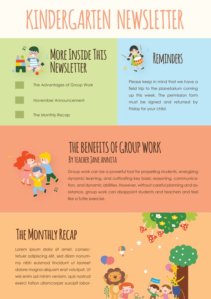 Free Preschool Newsletter Templates - WordLayouts
