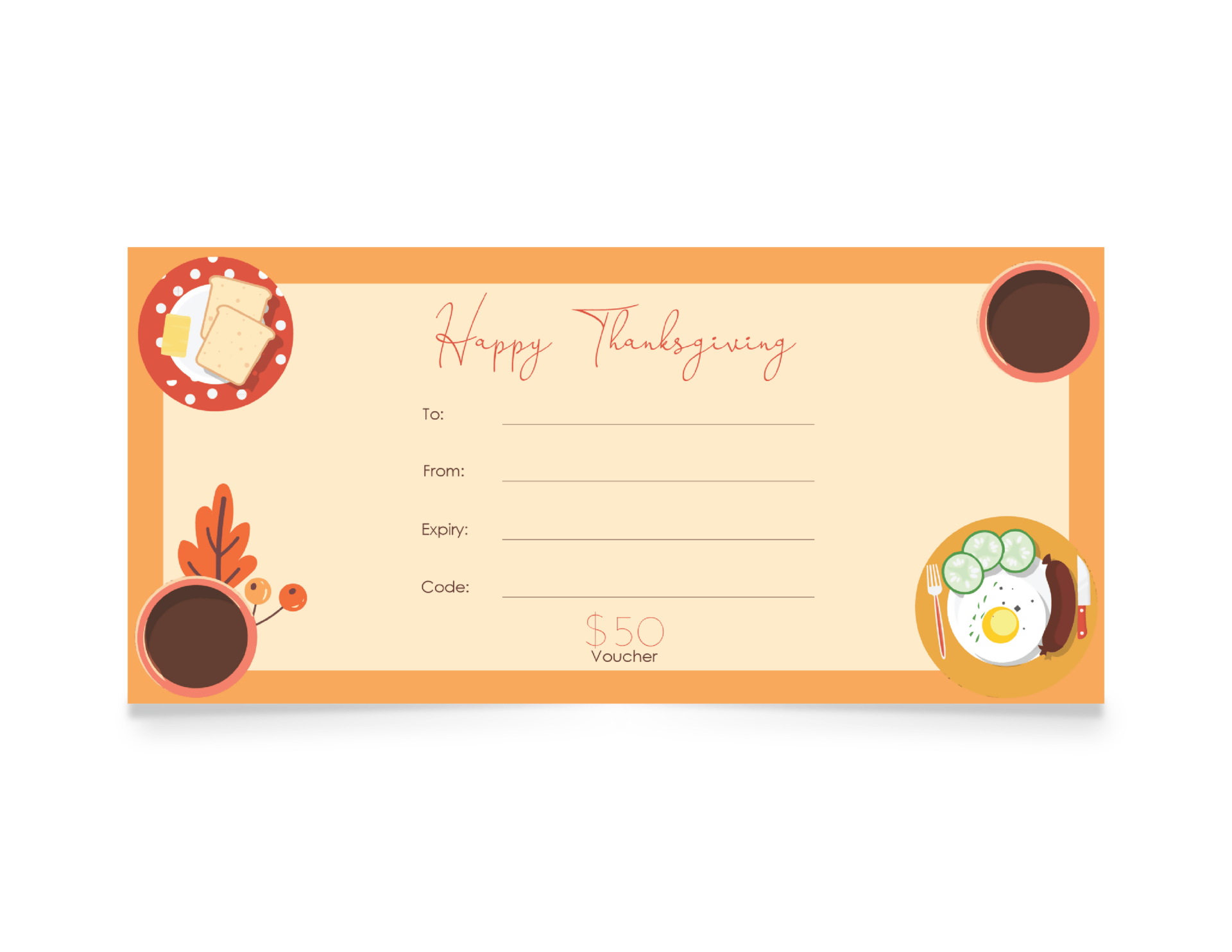 Thanksgiving Breakfast Gift Voucher - WordLayouts