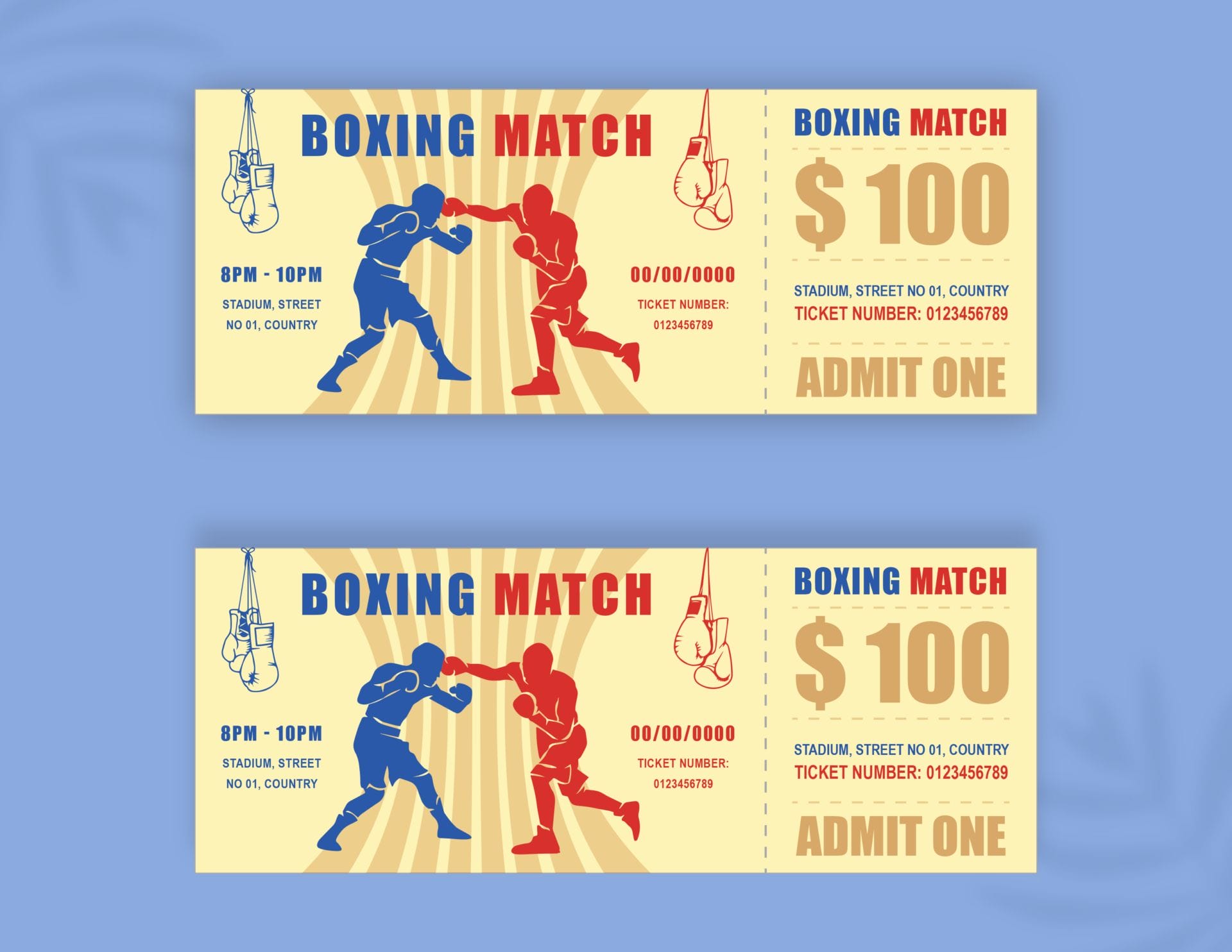 Main Event Boxing Match Ticket - WordLayouts