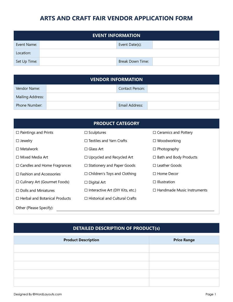Free Vendor Application Form Templates (Downloadable) - WordLayouts