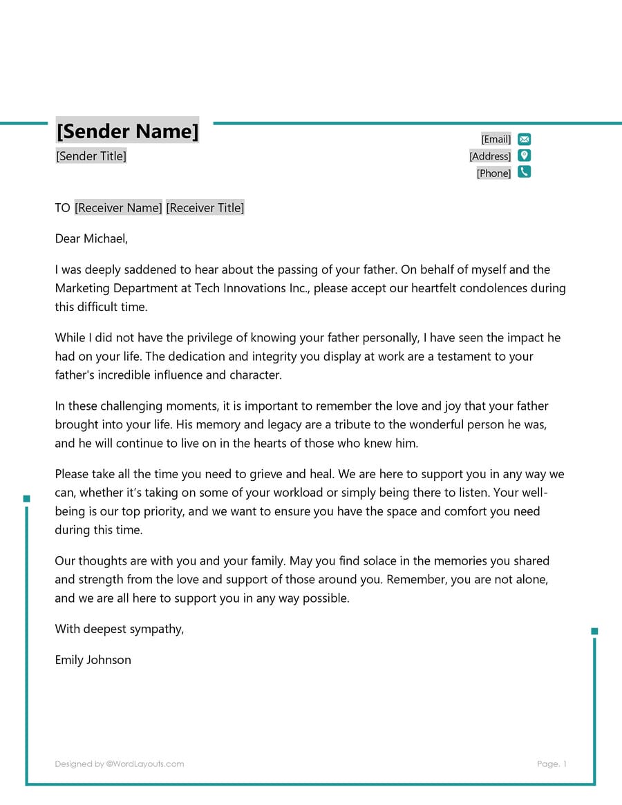 How to Write a Heartfelt Condolence Letter (Examples) - WordLayouts