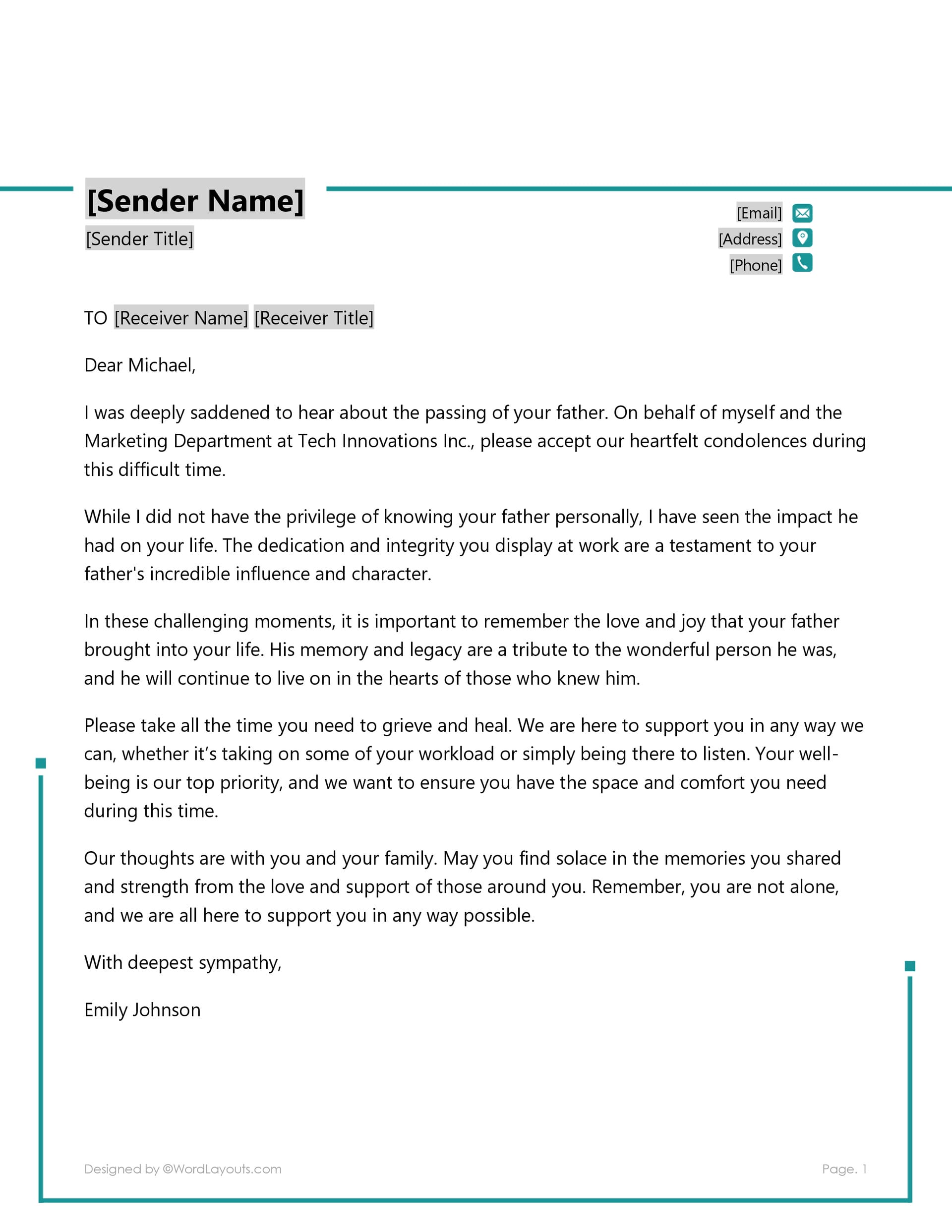 How to Write a Heartfelt Condolence Letter (Examples) - WordLayouts