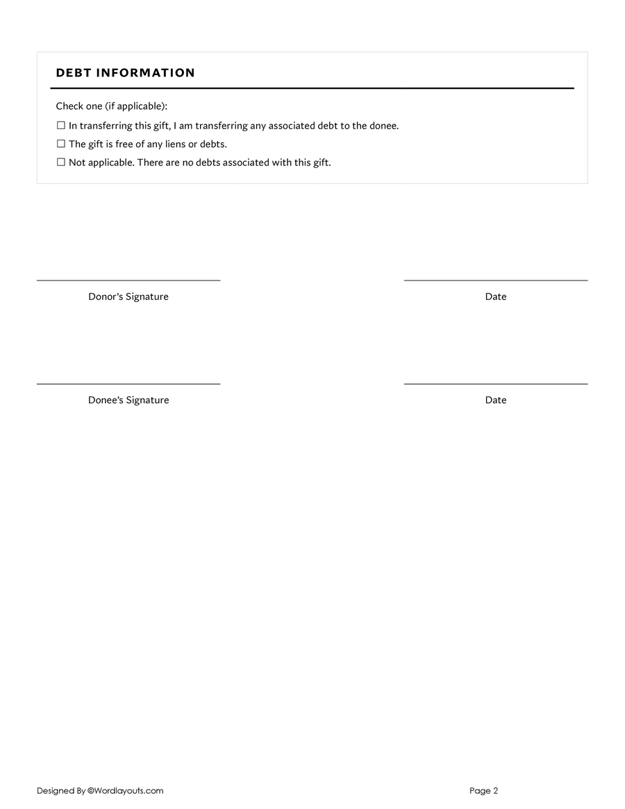 Free Gift Affidavit Templates - WordLayouts