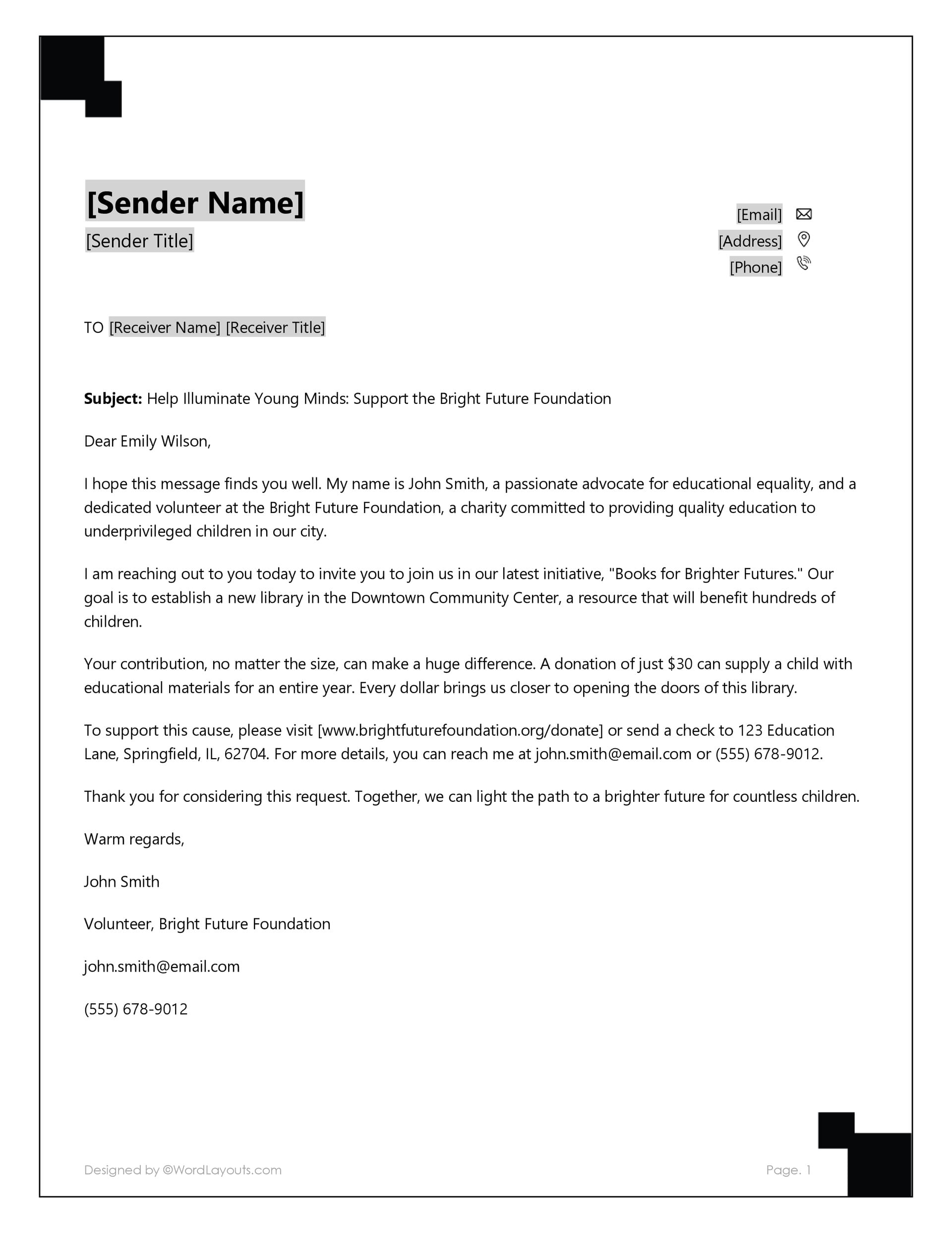 Donation Letters (What to Say) - Free Templates - WordLayouts