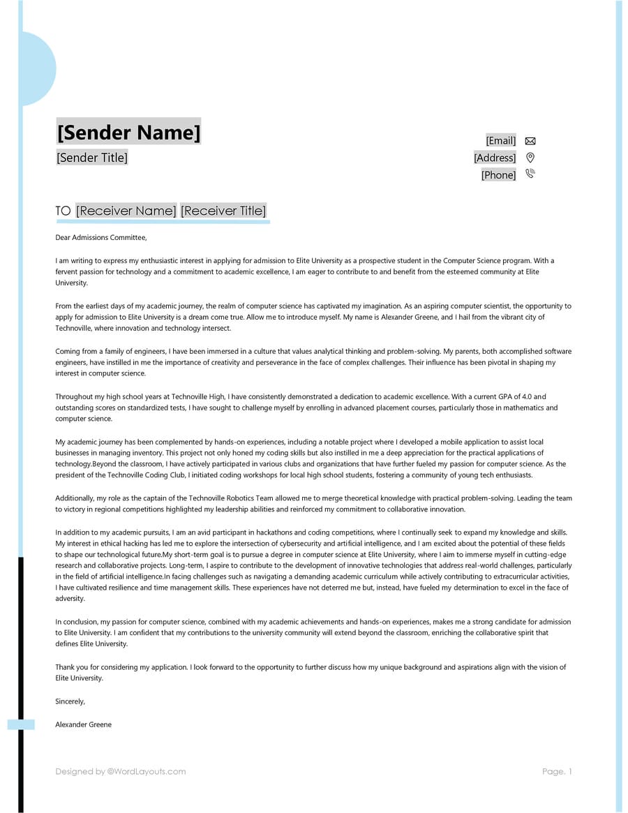 Character Letter for Court (Template) - WordLayouts