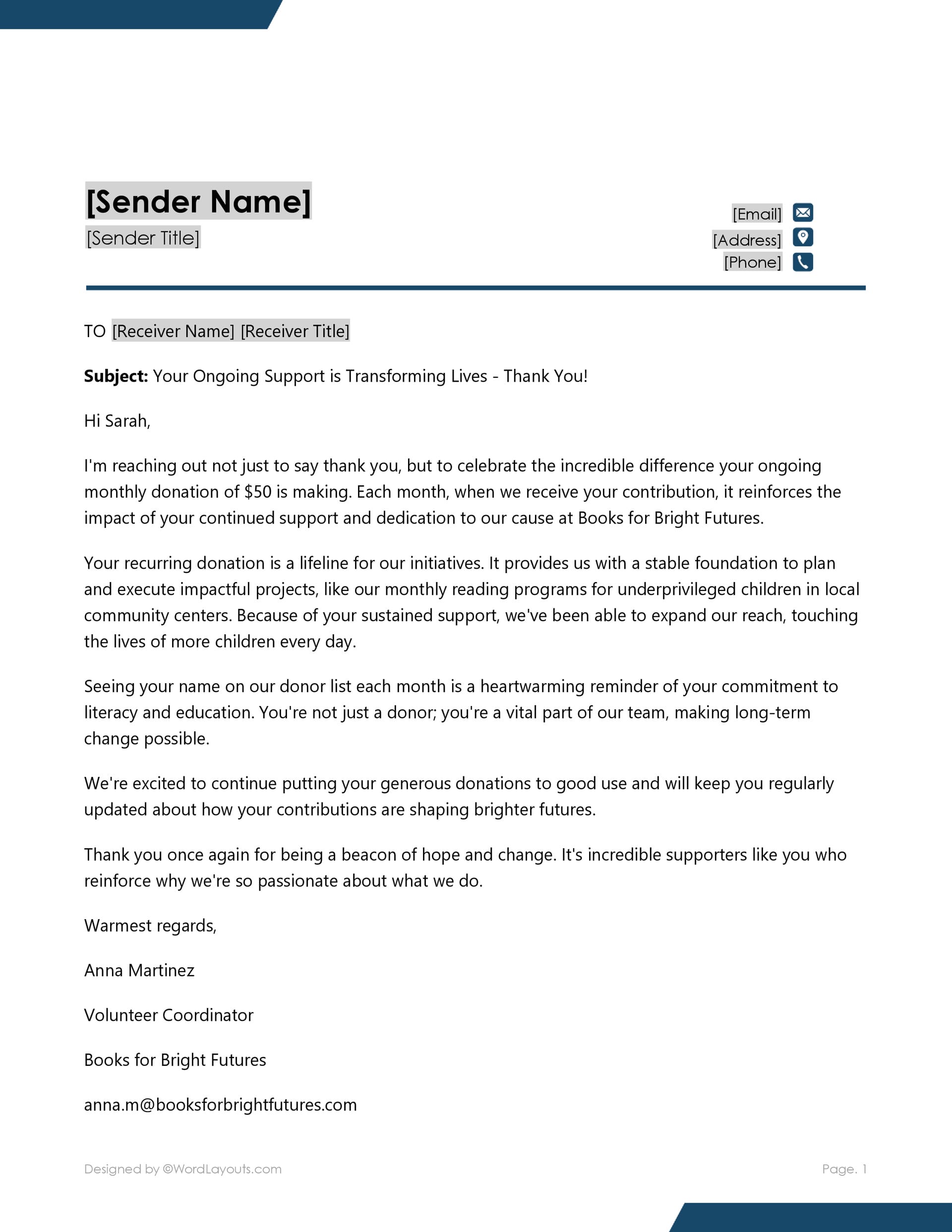 Character Letter for Court (Template) - WordLayouts