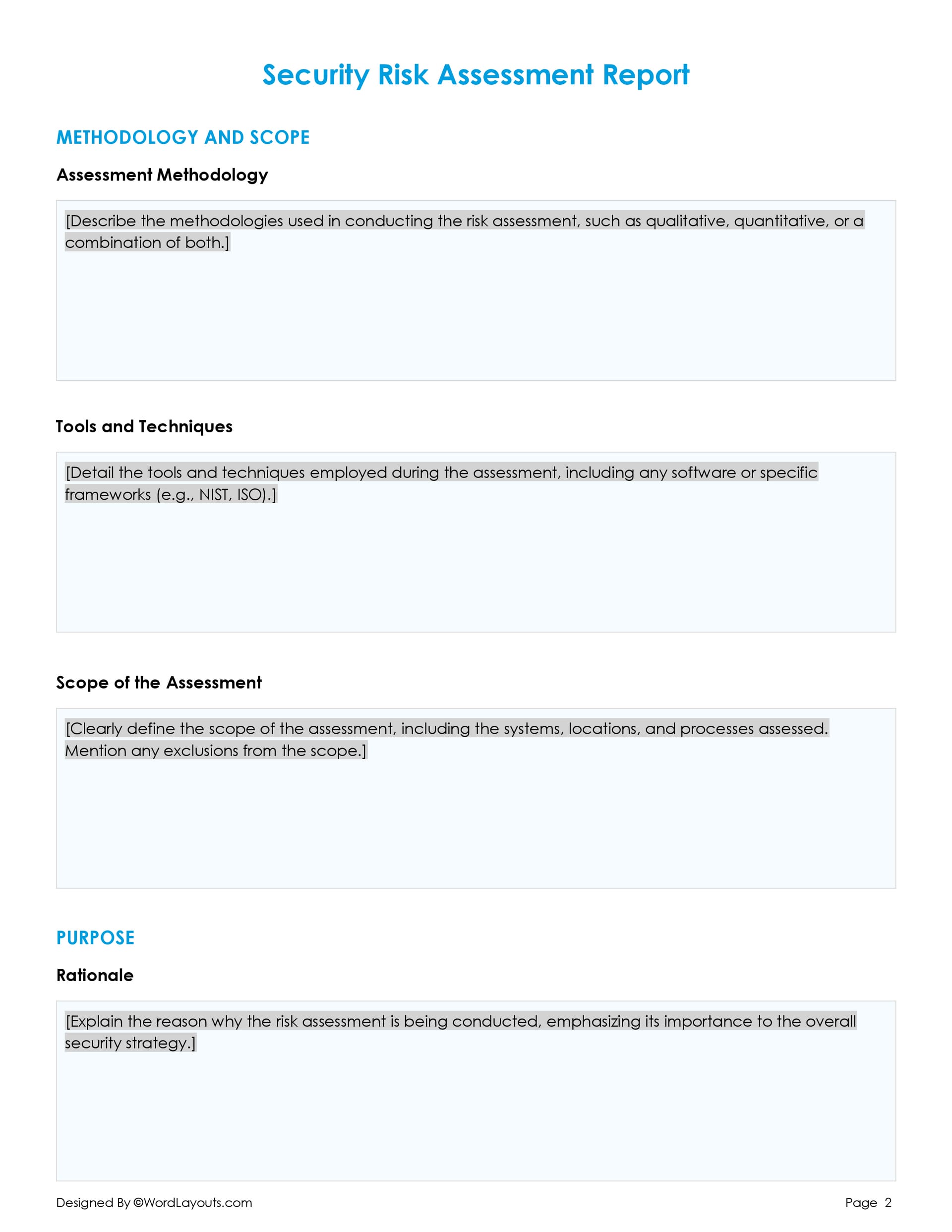 Free Security Risk Assessment Template - WordLayouts