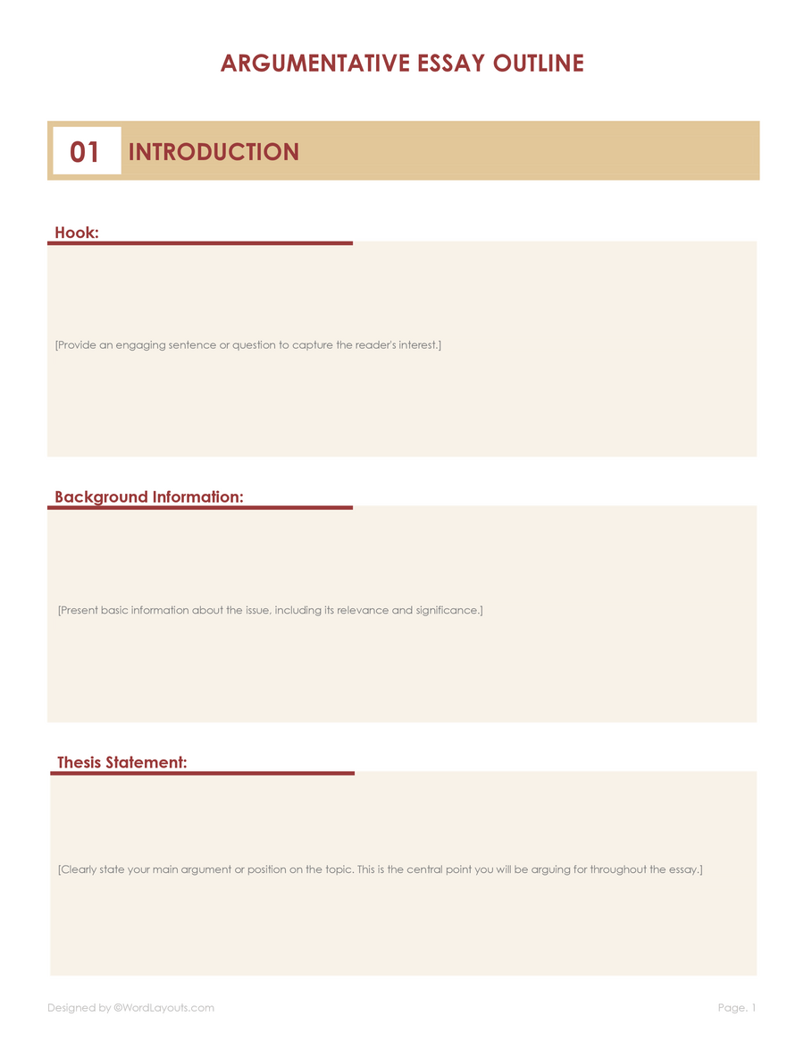 Free Descriptive Essay Outline Template - WordLayouts