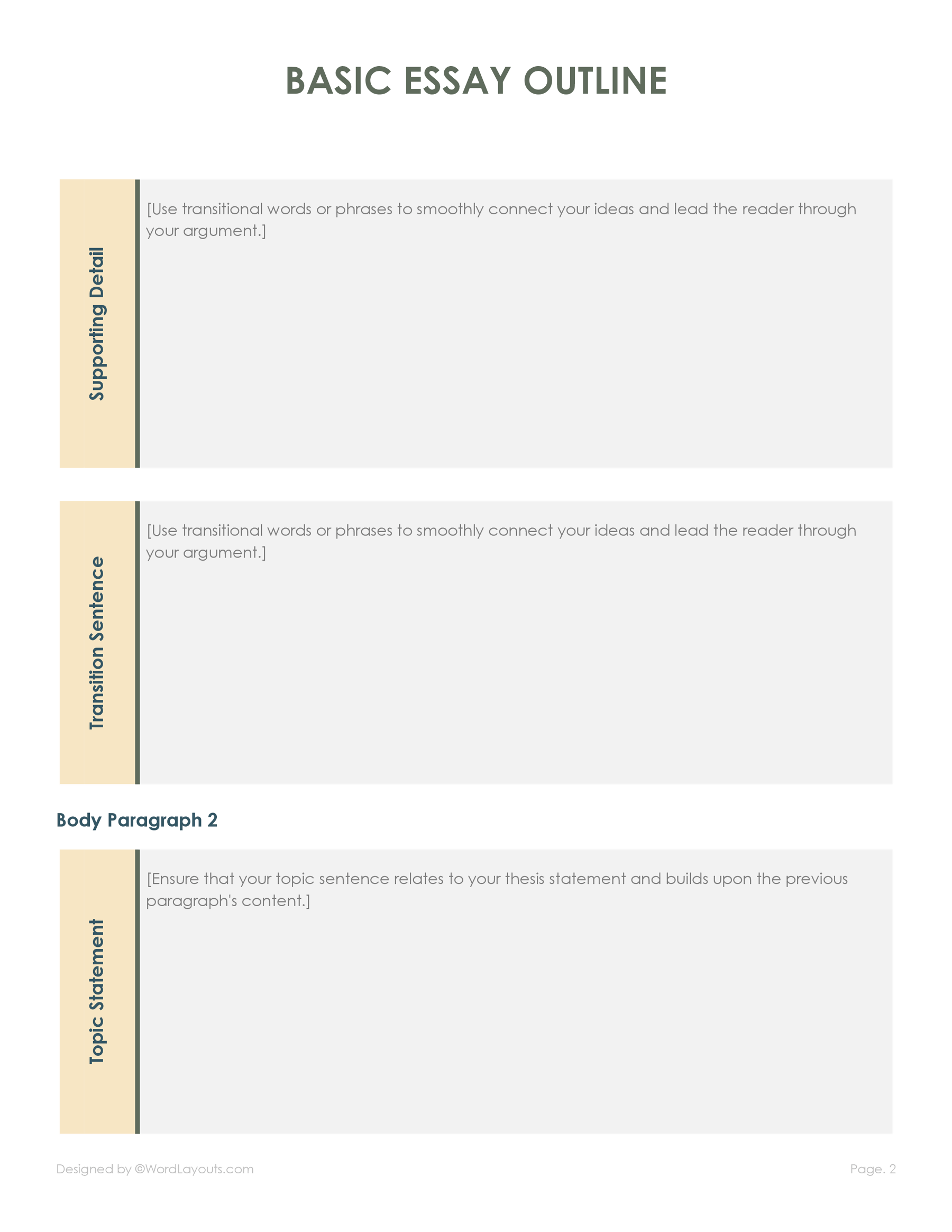 A Basic Essay Outline Template to Begin With - WordLayouts