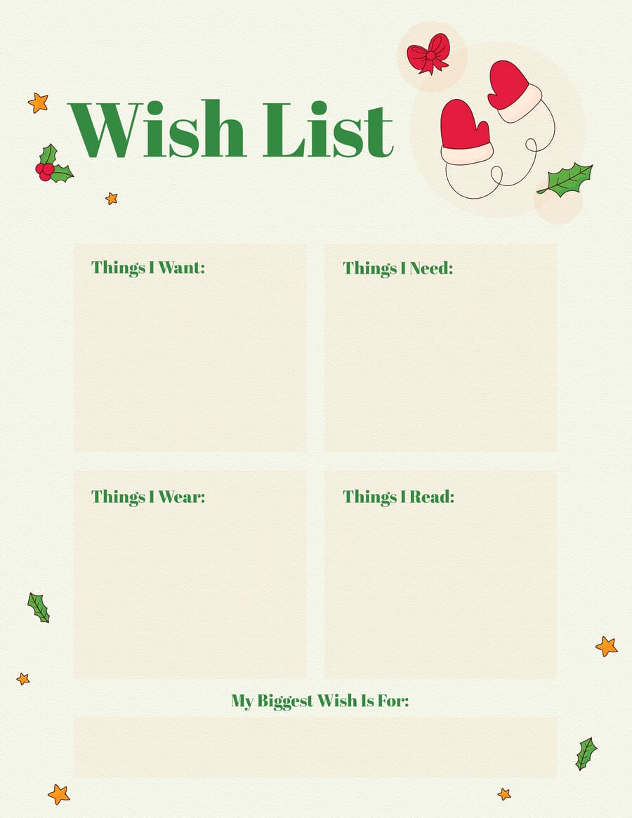 Cozy Christmas Wish list: A Festive and Warm Template - WordLayouts