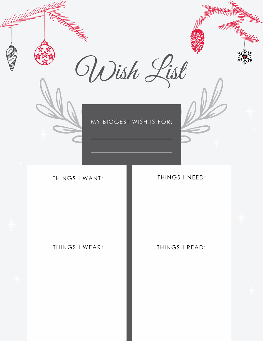 Minimalist Christmas Wish List Template - WordLayouts