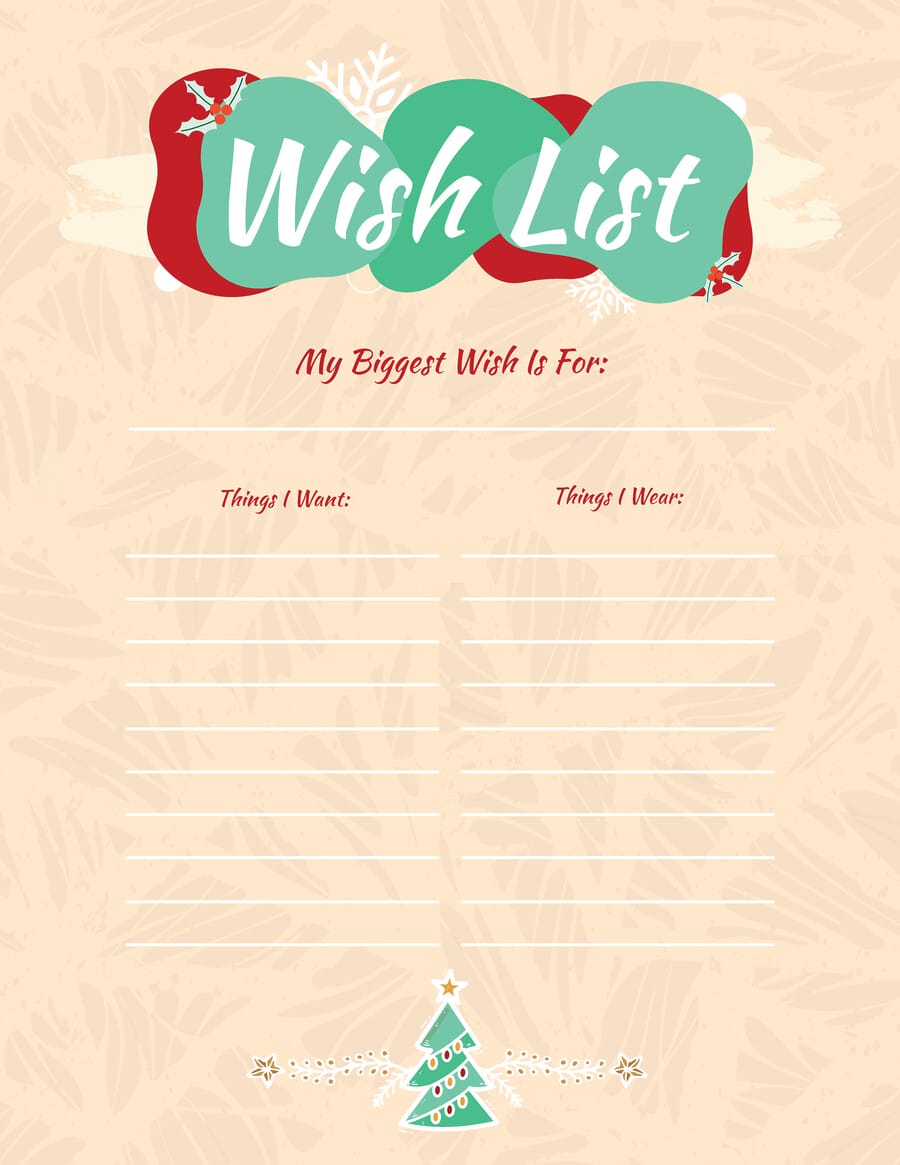 Minimalist Christmas Wish List Template - WordLayouts