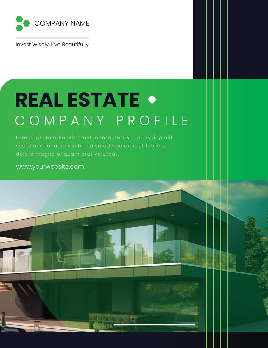 Modern Green Real Estate Company Profile Template - WordLayouts