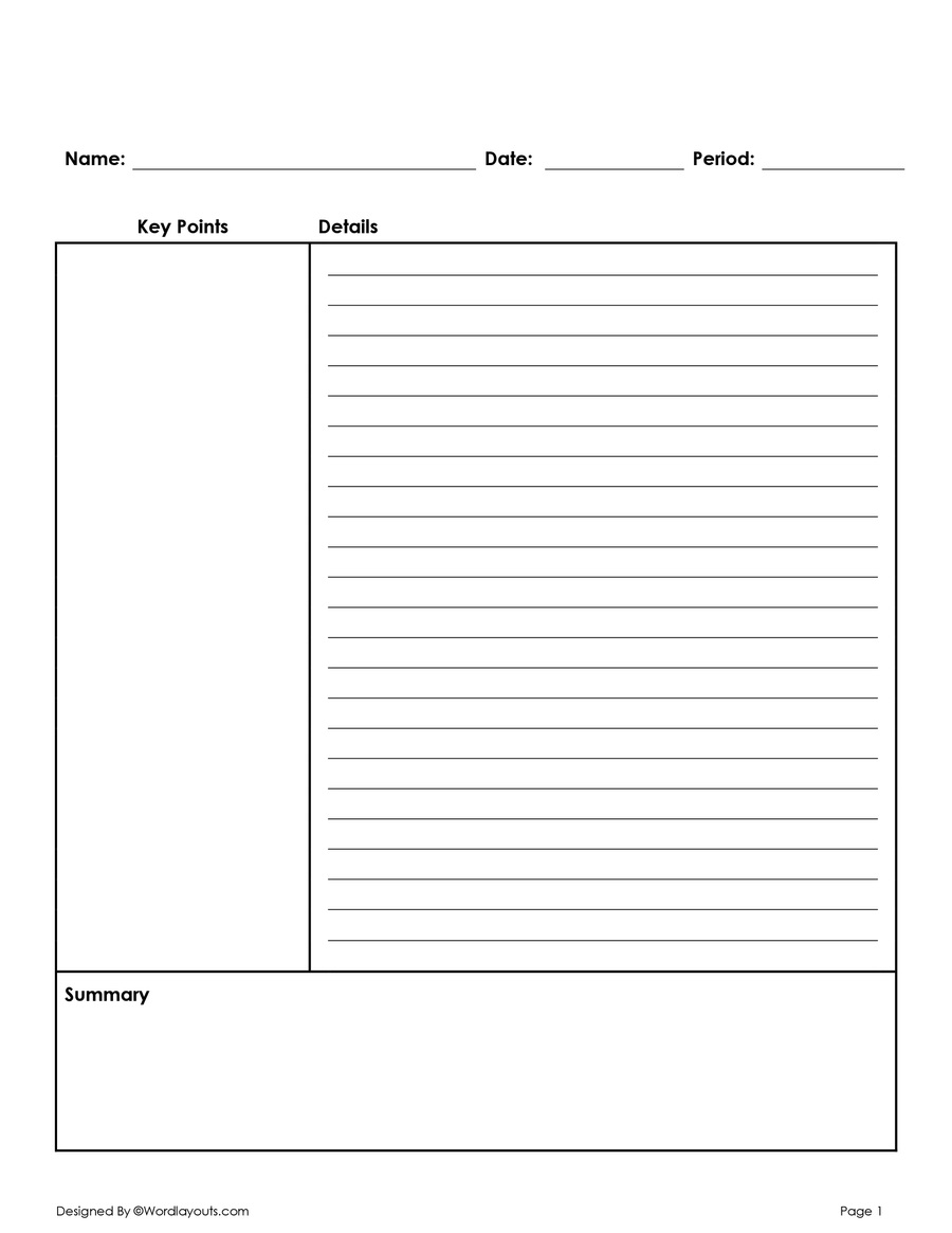 Free Cornell Notes Templates (GDocs, Word, PDF)