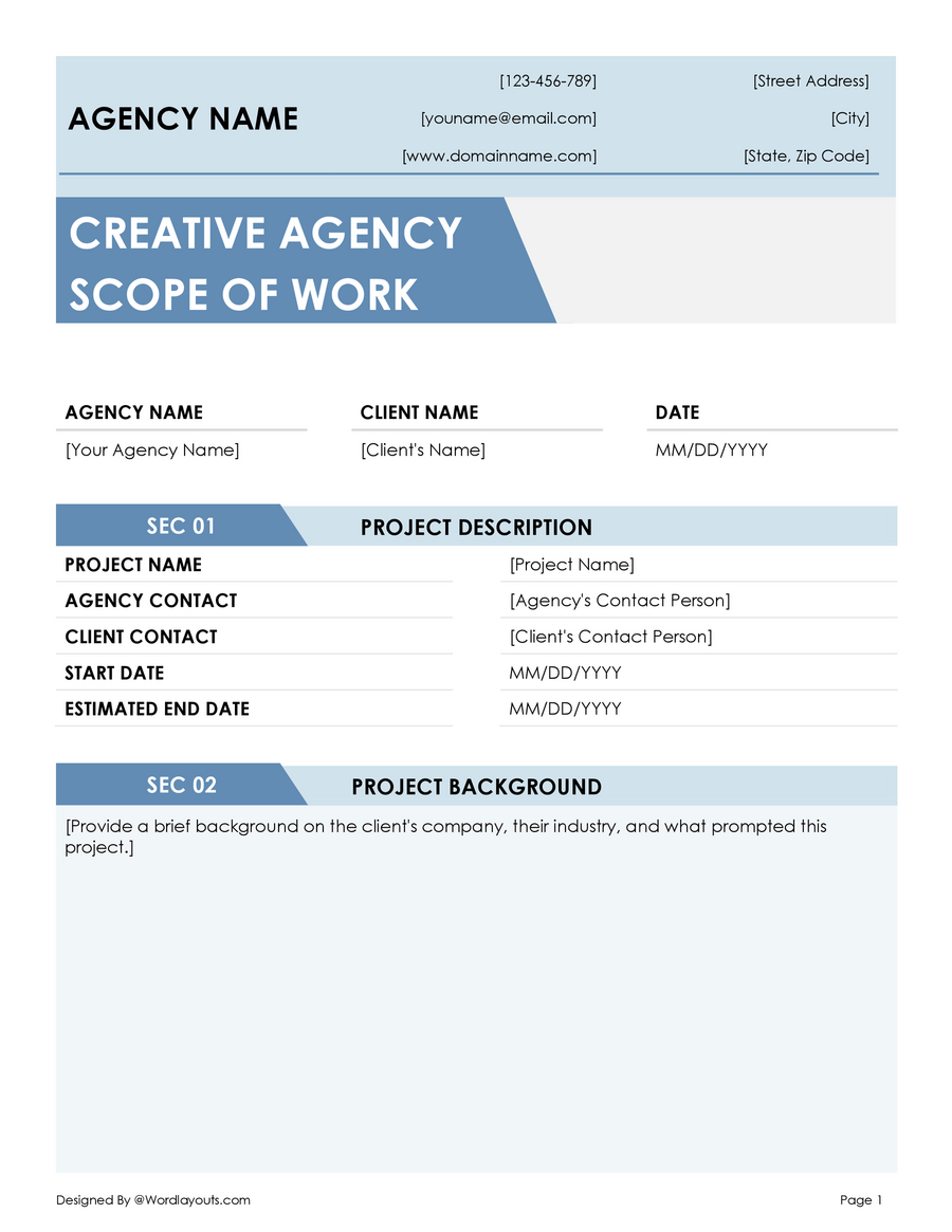 Cleaning Service Scope of Work Template - WordLayouts