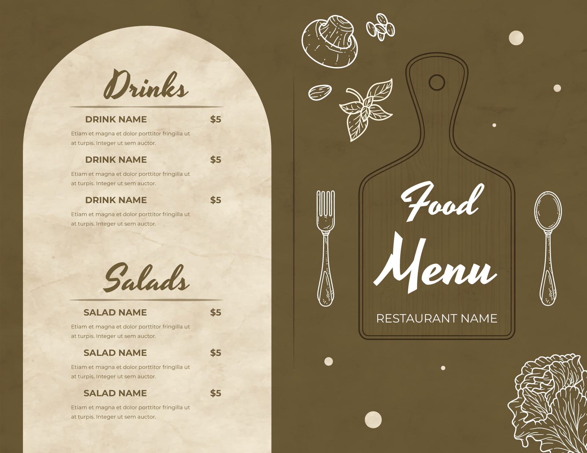 Playful Illustrations Yellow-Themed Food Menu Template - WordLayouts