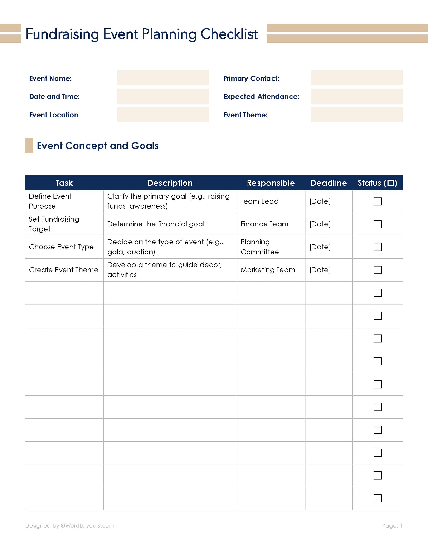 Free Corporate Event Planning Checklist Template