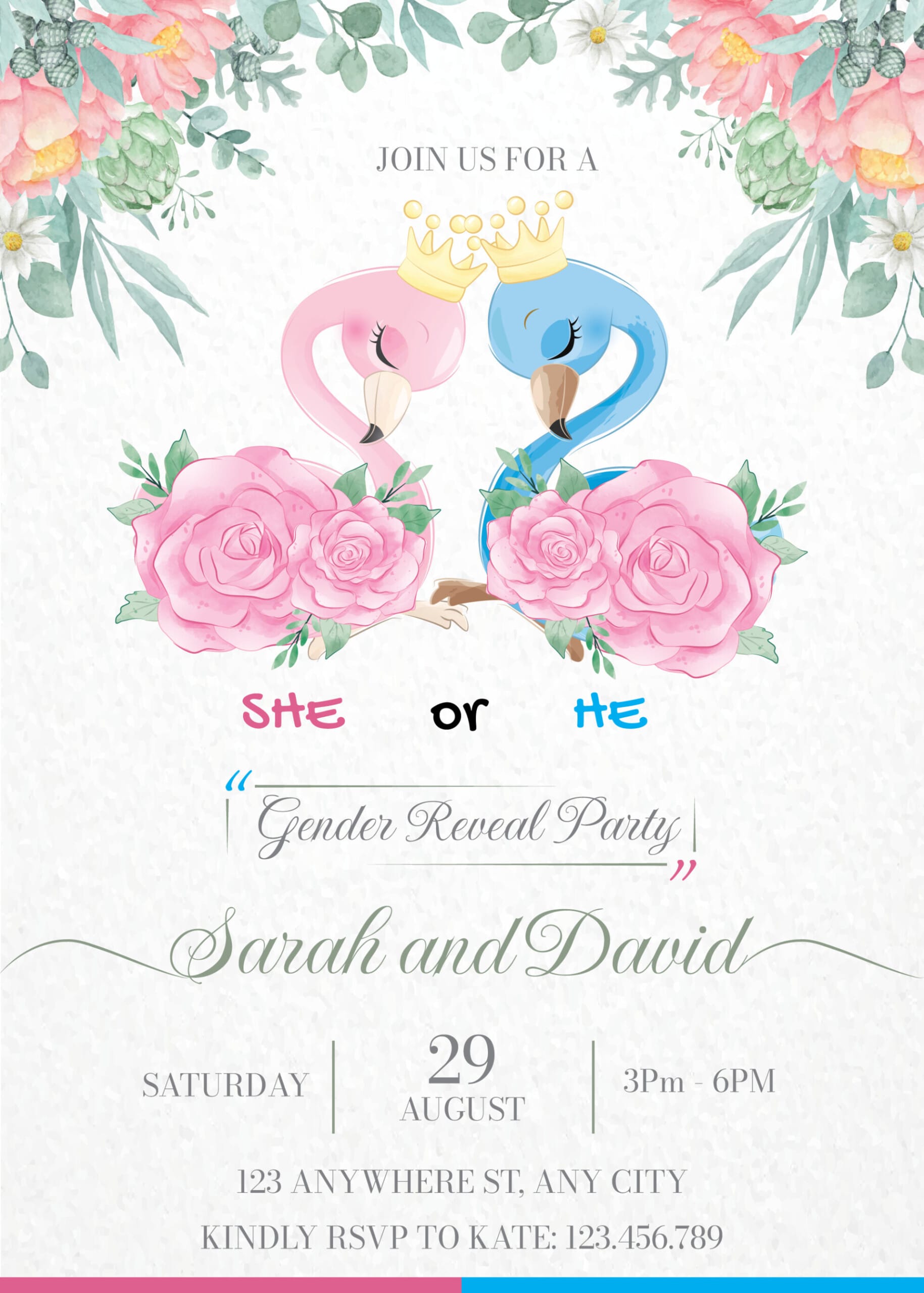 Multi-Color Layer Cake-Themed Gender Reveal Invitation Template ...