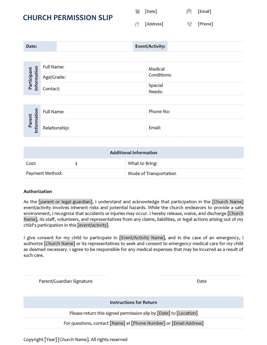 Movie Permission Slip Template - WordLayouts