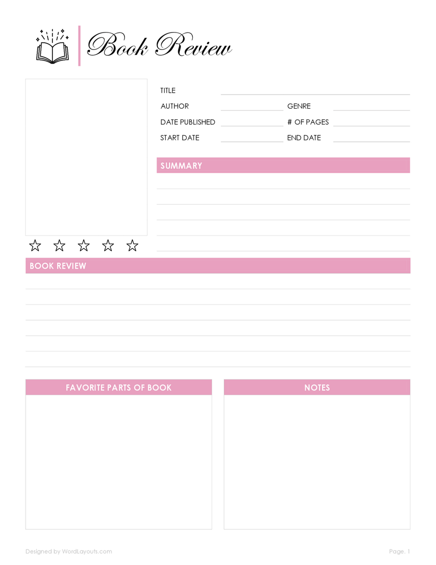 Free Reading Journal Printable (16 Pages) - WordLayouts