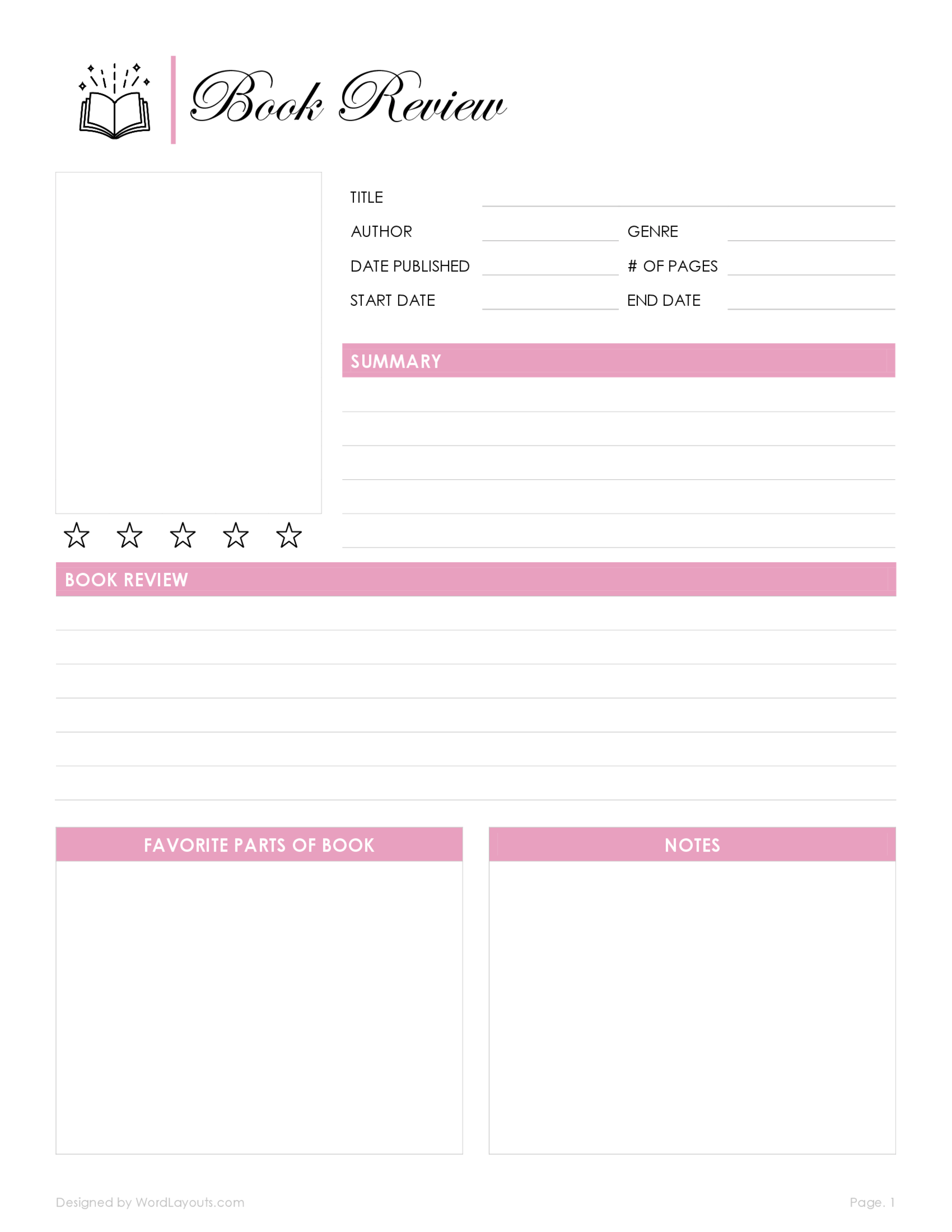 Free Reading Journal Printable (16 Pages) - WordLayouts