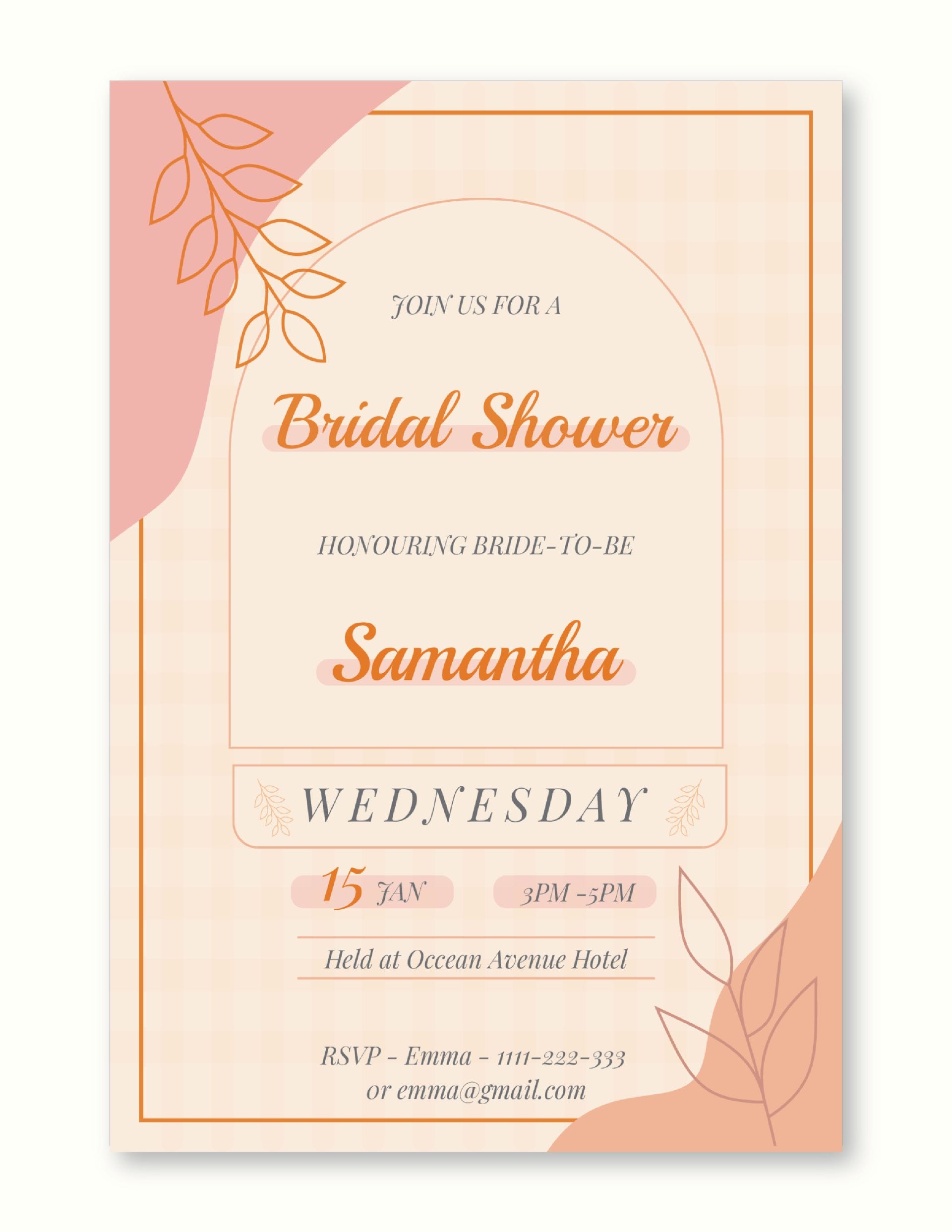 Rustic Botanical Bridal Shower Invitation Template - WordLayouts