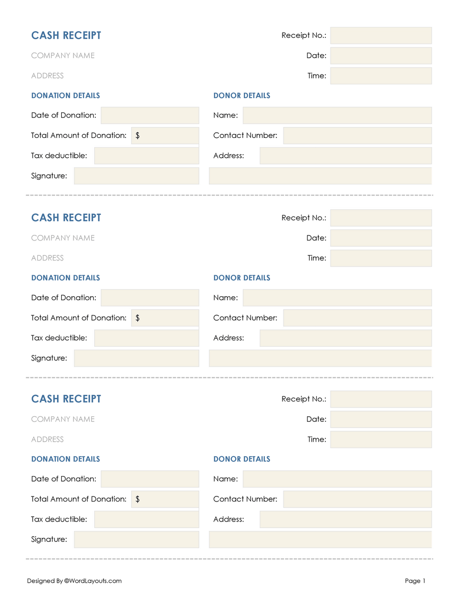 Free Receipt Template for Political Campaign Donations