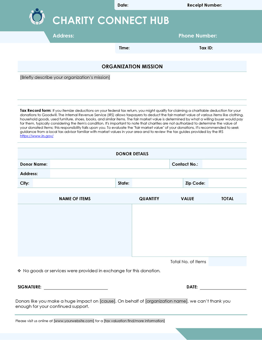Free Goodwill Donation Receipt Template - WordLayouts Free Goodwill Donation Receipt Template - WordLayouts