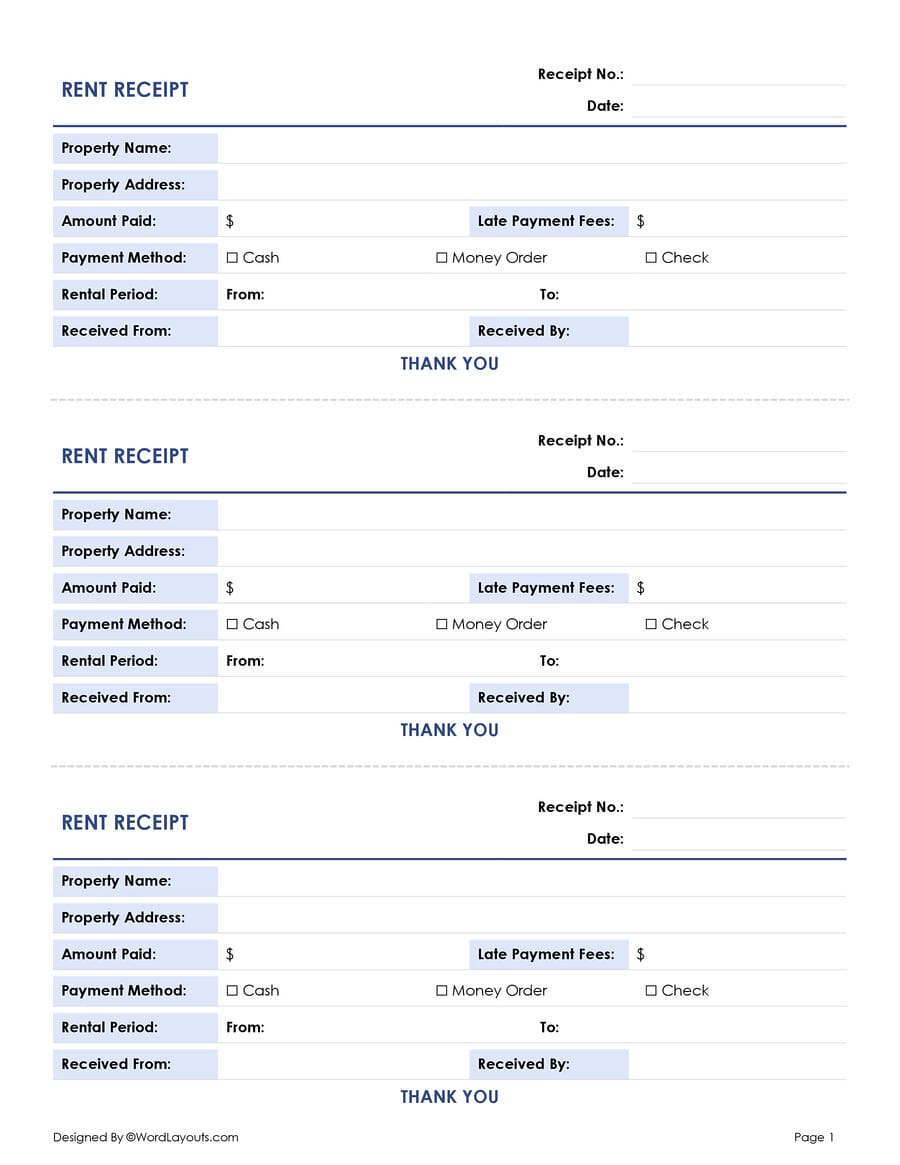 Free Rent Receipt Templates (Word, Google Docs)