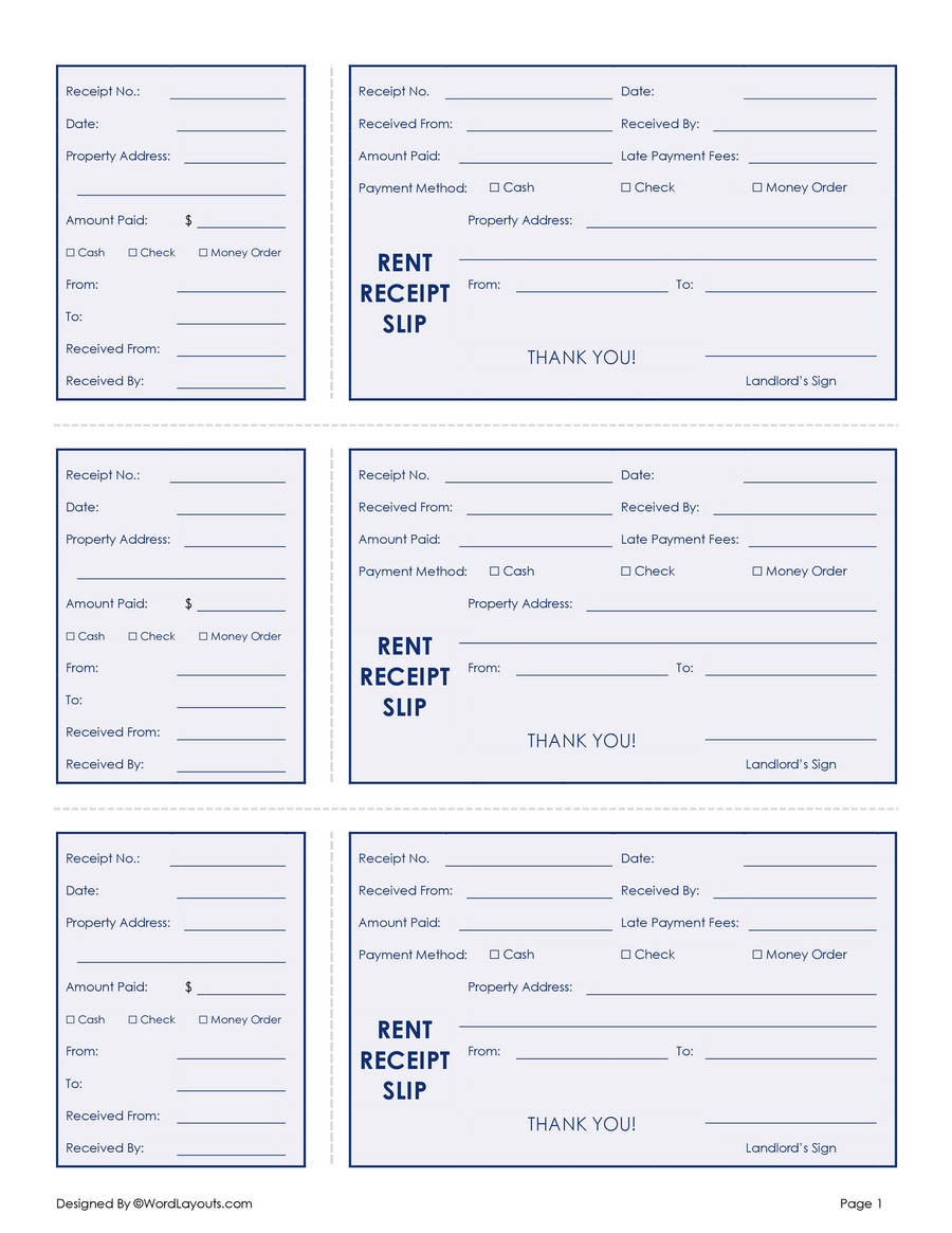 Free Rent Receipt Templates (Word, Google Docs)