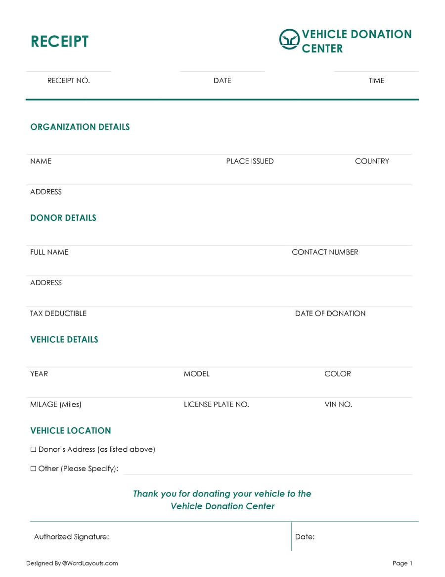 Free Goodwill Donation Receipt Template - WordLayouts