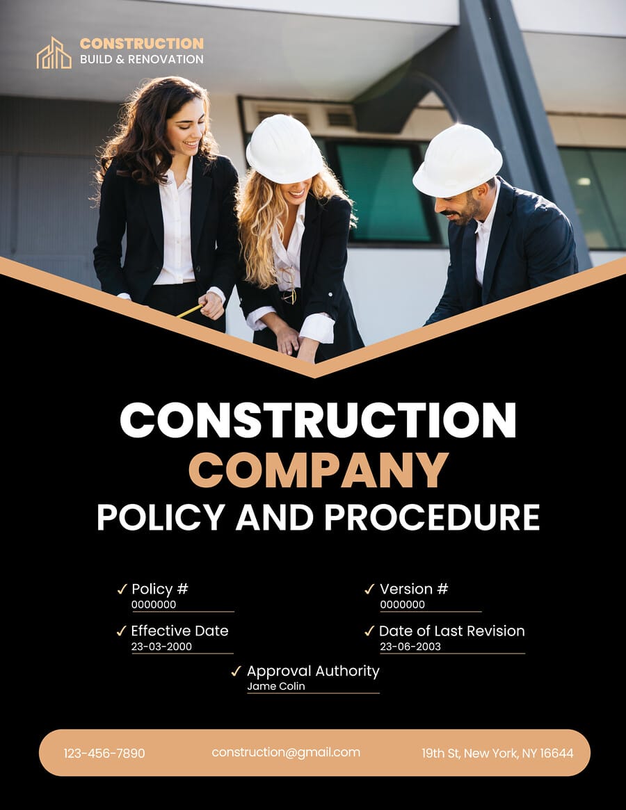 Construction Company Policy and Procedure Template - WordLayouts