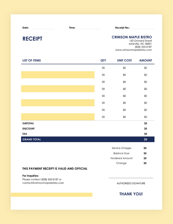 Taxi Fare and Service Receipt Template - WordLayouts