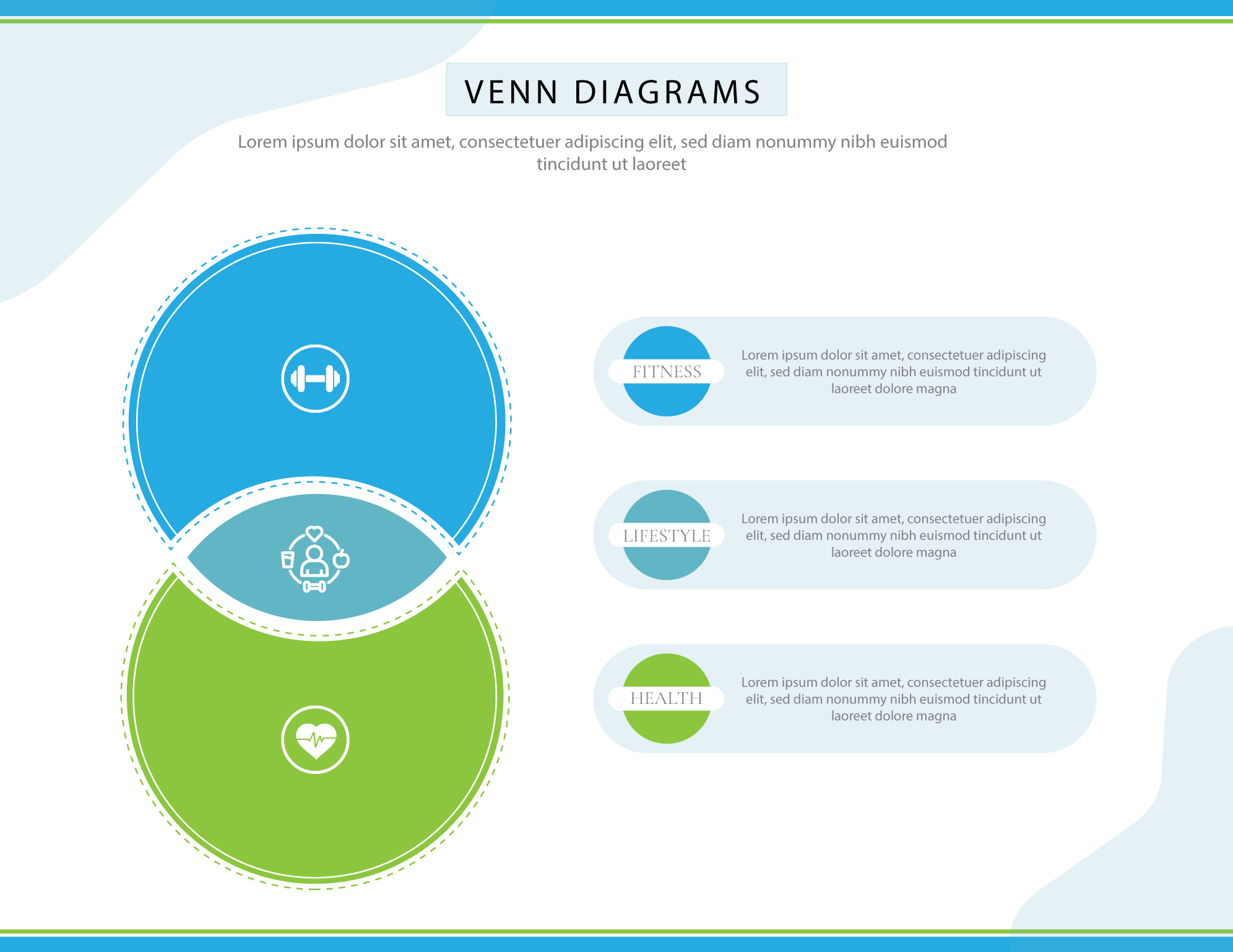 Fitness, Health, and Lifestyle Venn Diagram Template - WordLayouts