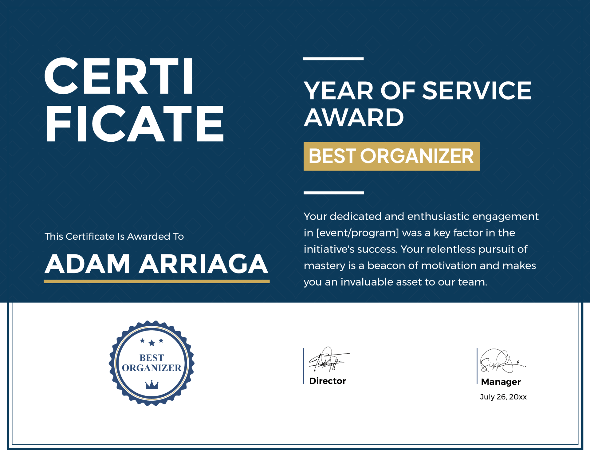 Active Engagement Award Template (Landscape) - WordLayouts