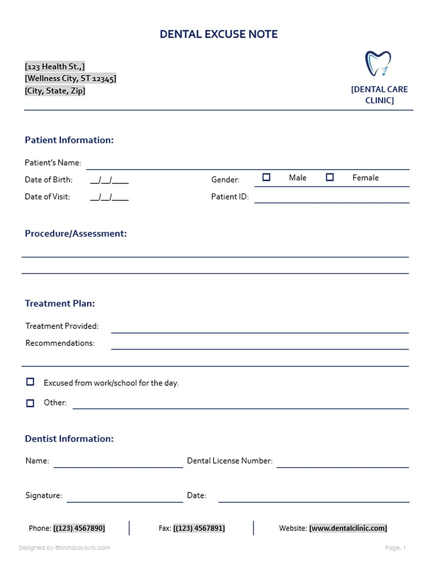 Free Return to Work Release Form - WordLayouts